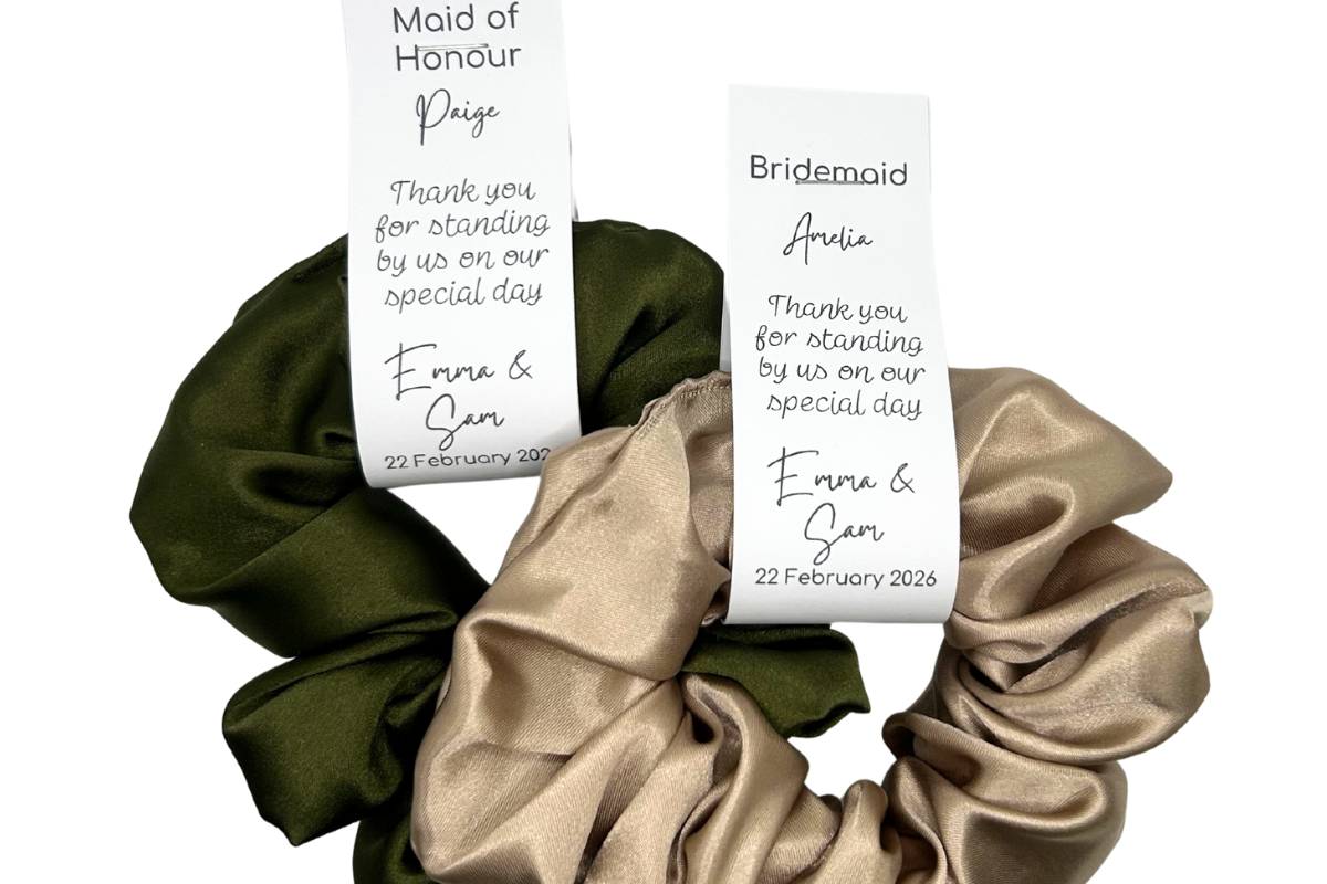 Custom Scrunchie Tags for Your Bridal Party – Stitched by Sarah