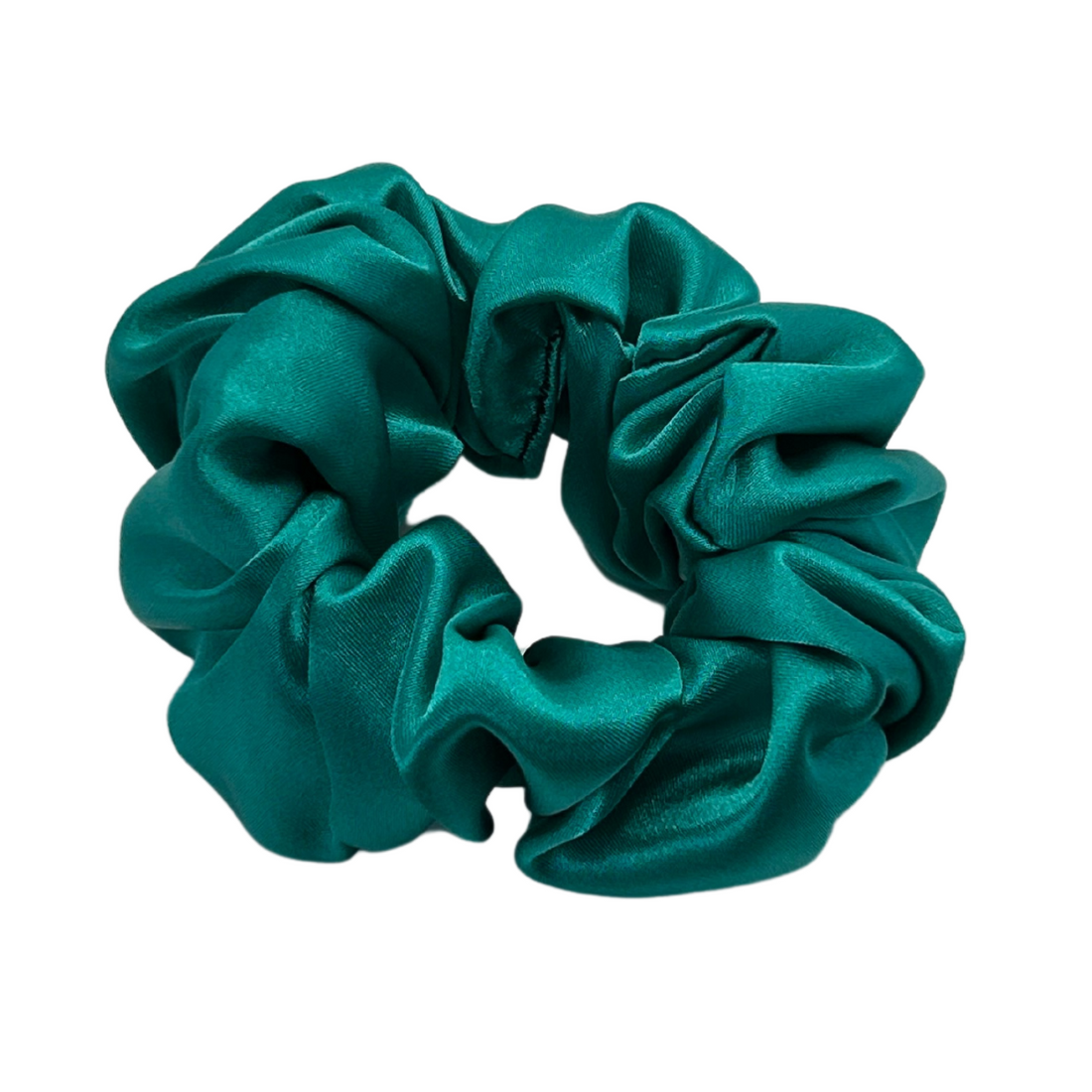 Teal XL Satin Scrunchie – Handmade Wide & Regular Hair Tie – Stitched ...